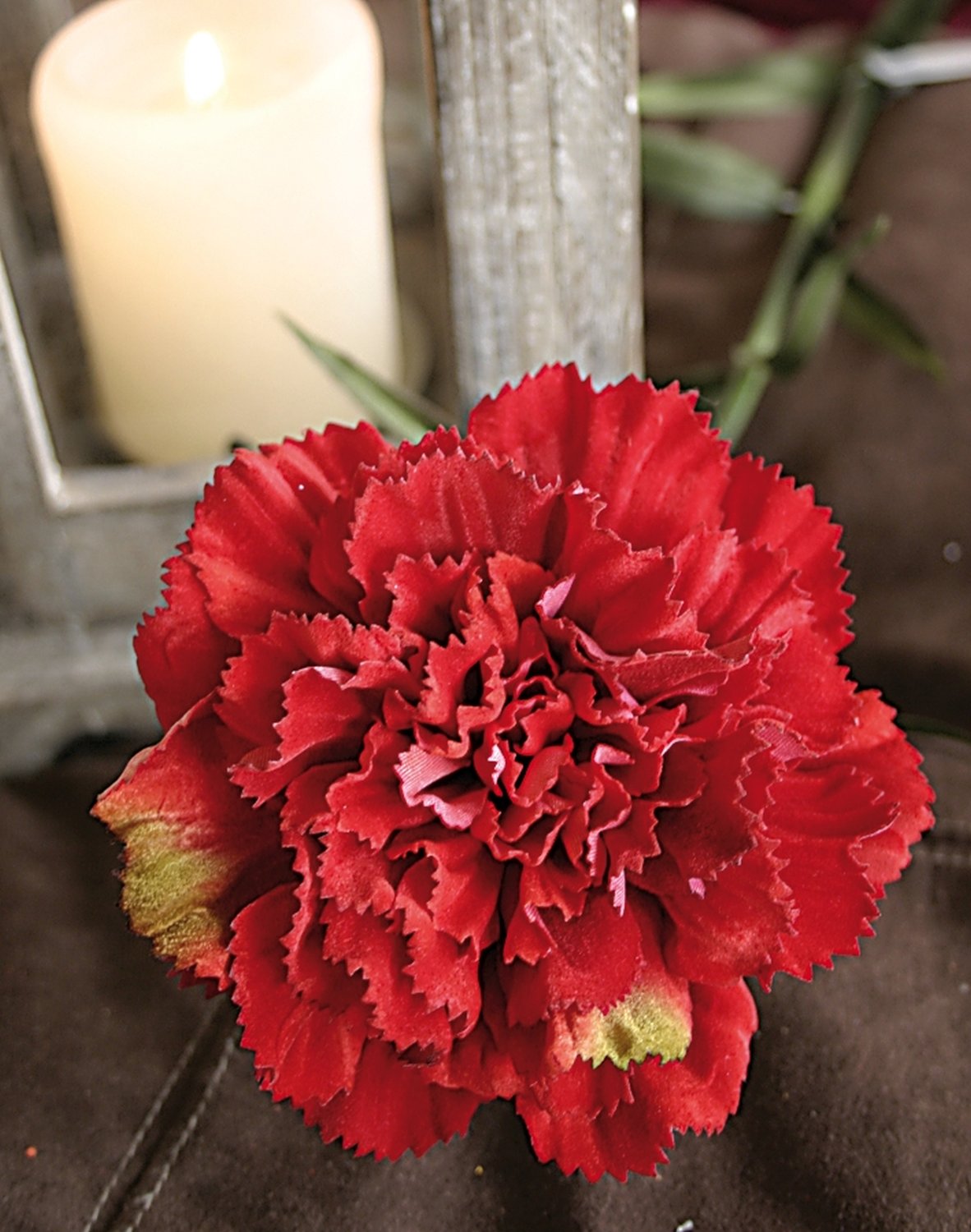 Künstliche Nelke, samt, 80cm, rot